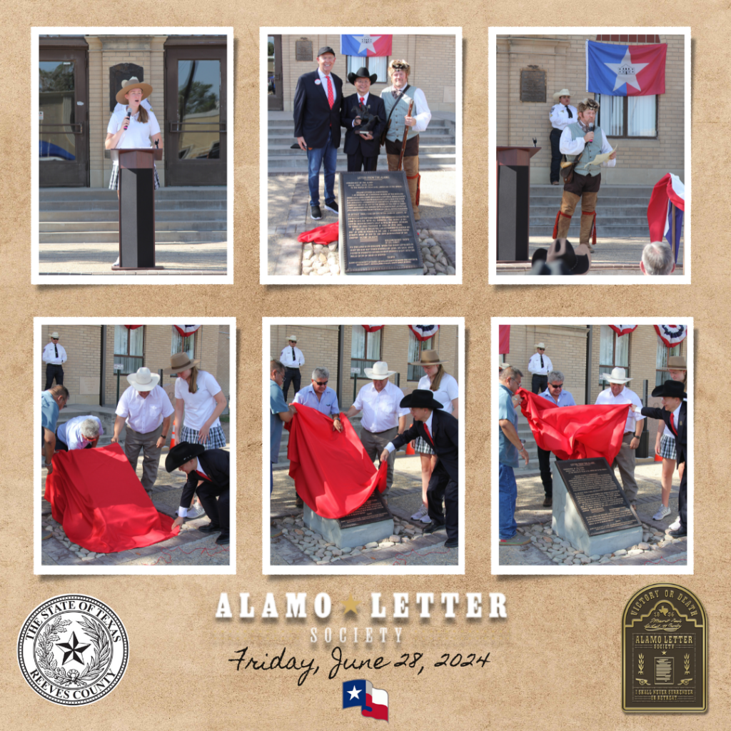 Reeves County celebrates plaque of Alamo "Victory or Death" letter ...